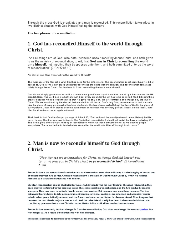 Reconciliation | PDF | God In Christianity | Jesus