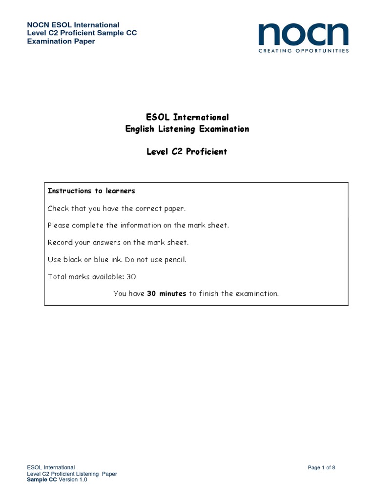 C2 ESOL Listening Exam Sample | PDF | Traditional Chinese Medicine ...