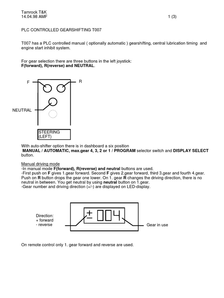 T007 Instructions Open Cabin | PDF | Manual Transmission | Wheeled Vehicles