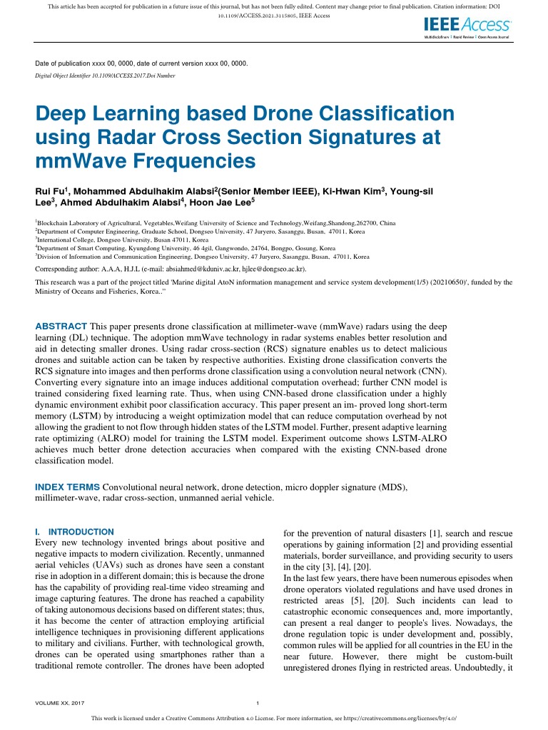 Deep Learning Based Drone Classification Using Rad Pdf Receiver