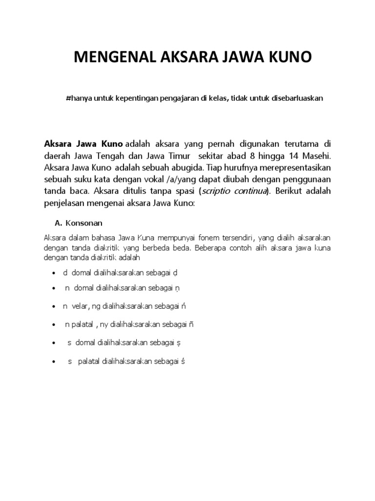 Mengenal Aksara Jawa Kuno | PDF