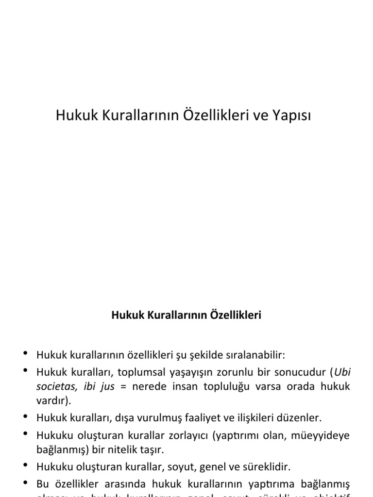 Hukuk Kurallarının Özellikleri Ve Yapısı | PDF
