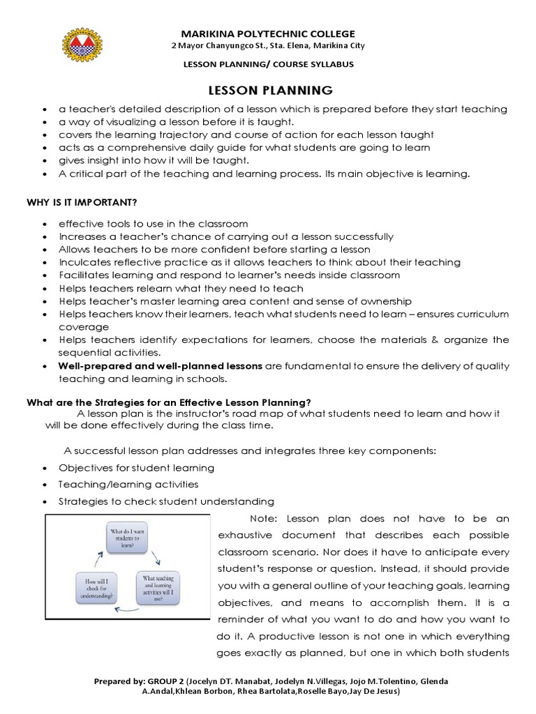 Group-2-Lesson-Planning-and-Course-Syllabus | PDF | Teaching Method ...