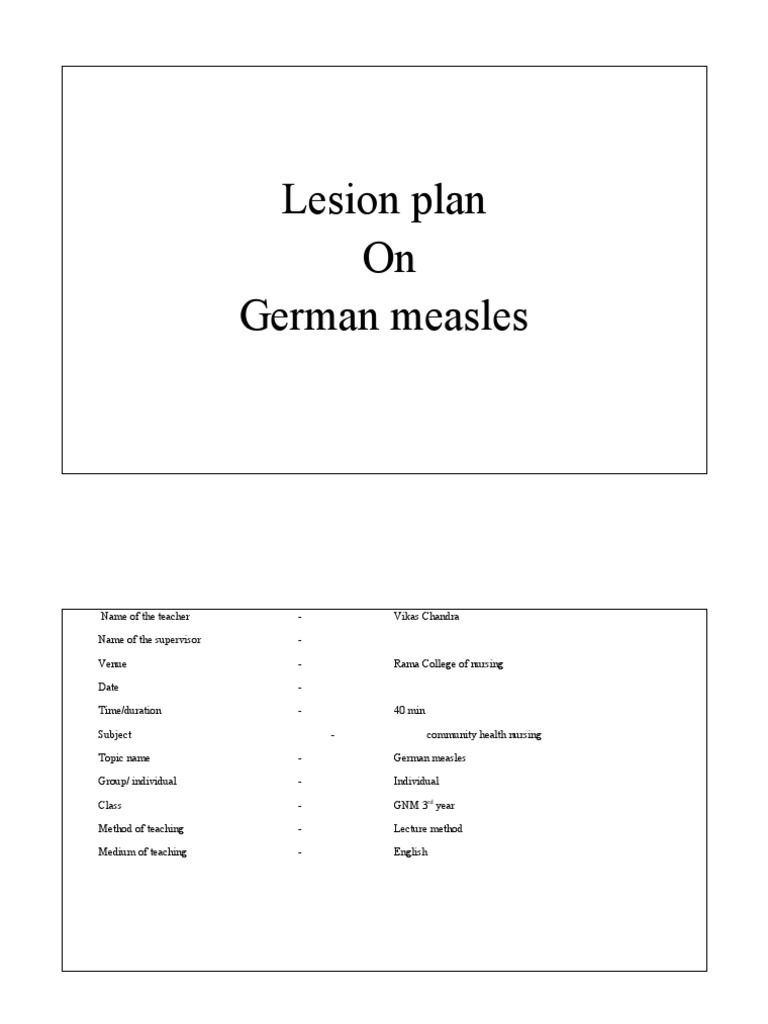 German Measles Lesson Plan | PDF | Measles | Infection