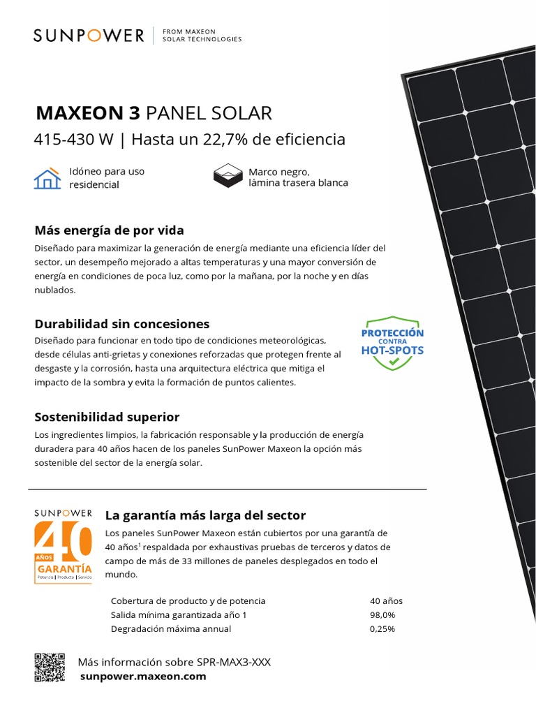 Paneles Sunpower | PDF | Panel solar | Energía solar