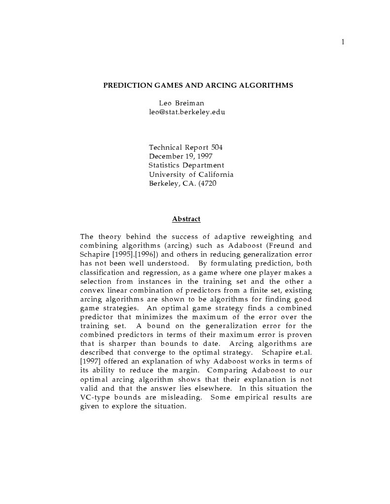 Prediction Games and Arcing Algorithms Leo Breiman | PDF | Mathematical Optimization ...