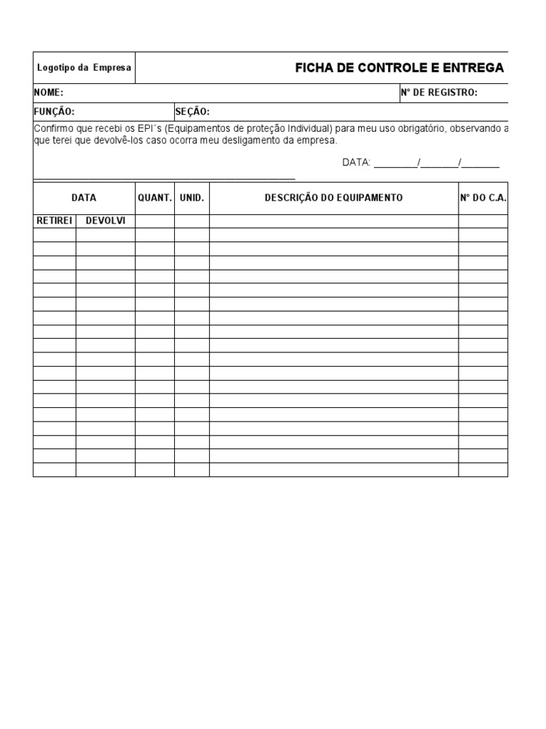 Ficha de Epi Modelo para Download | PDF