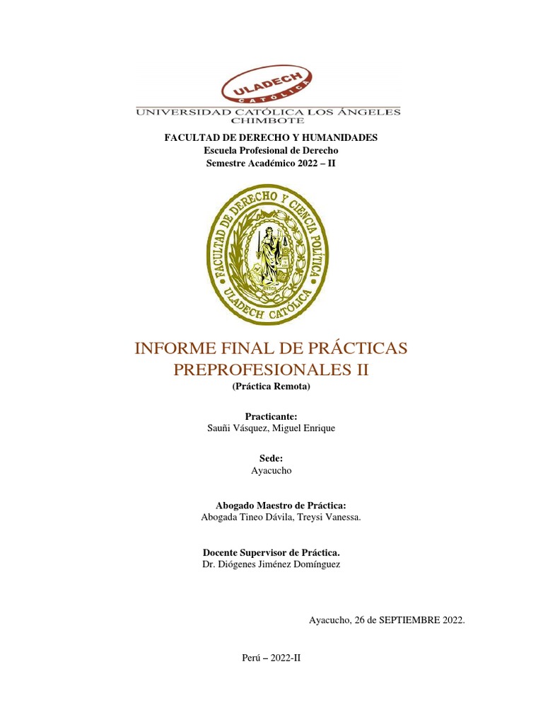 Informe de Prácticas Preprofesionales II | PDF | Ley procesal ...