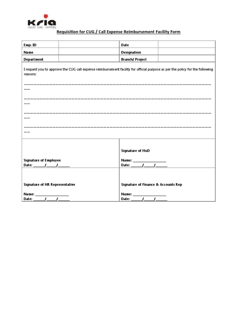 CUG Recquisition Form | PDF