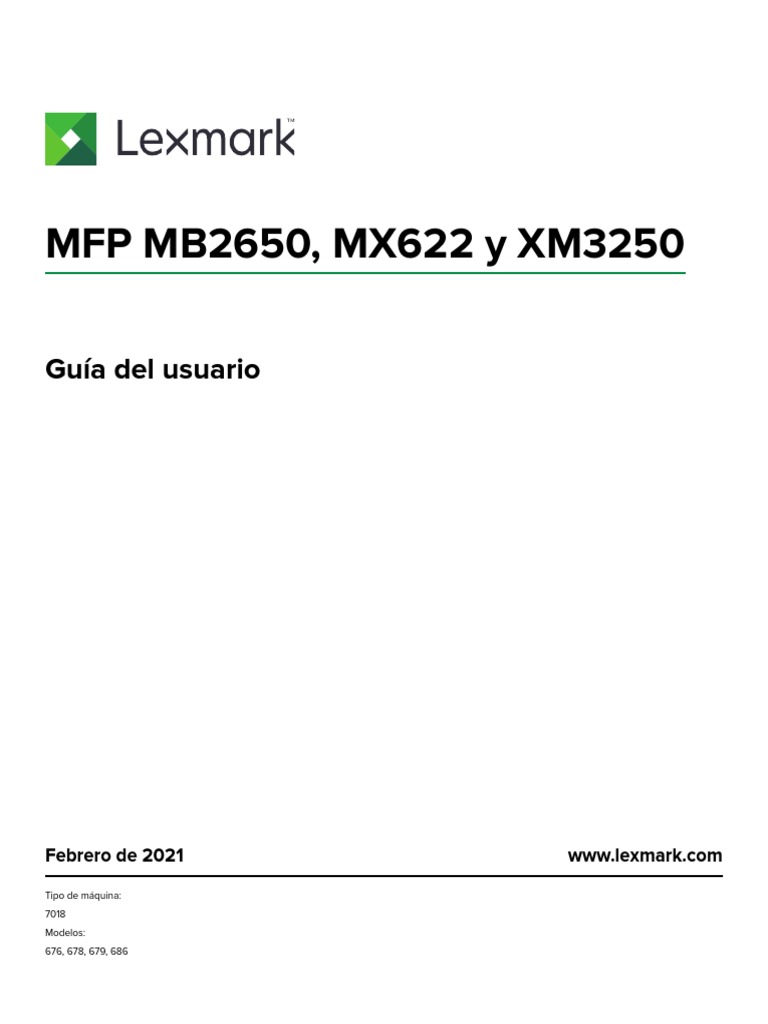 Lexmark MB2650 MX622 XM3250 UserGuide Es | PDF | Impresora (Computación ...