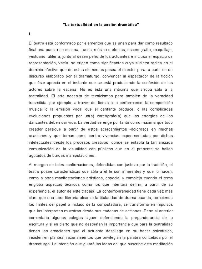 La Textualidad en La Acción Dramática | PDF | Teatro | Verdad