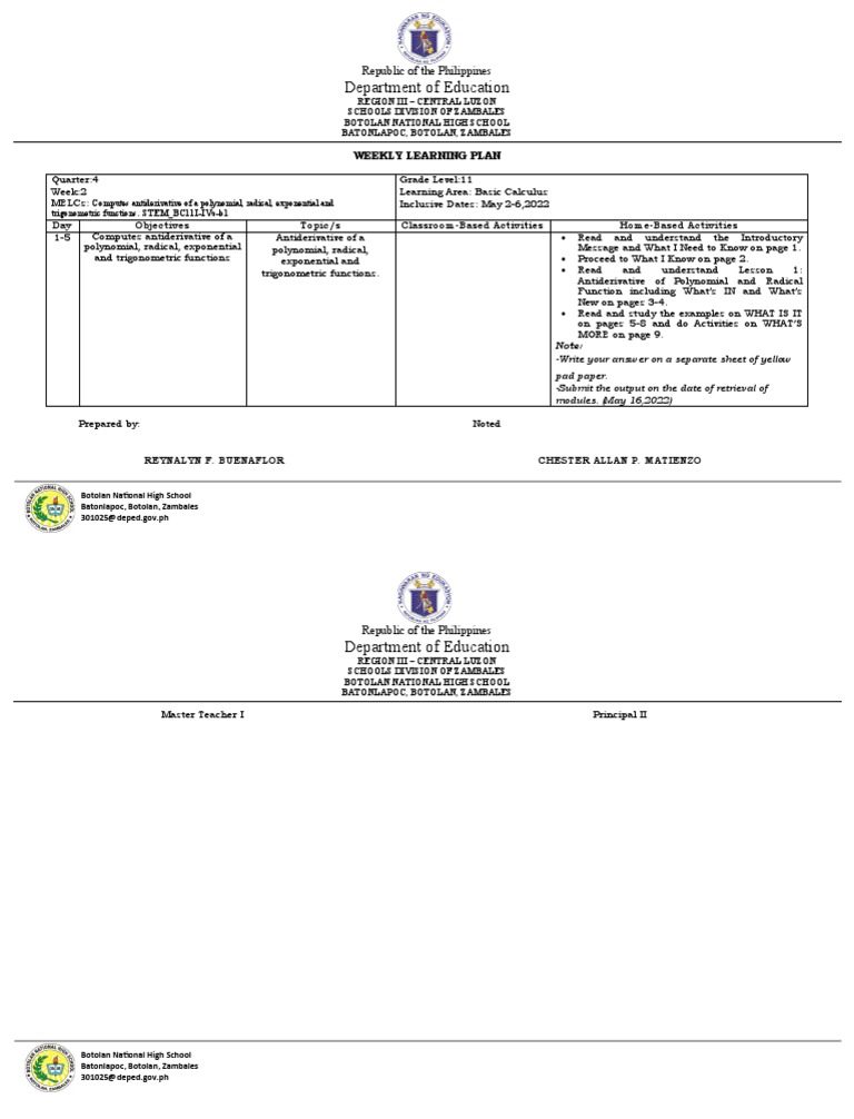 WLP Basic Calculus Week 2 | PDF | Function (Mathematics) | Polynomial