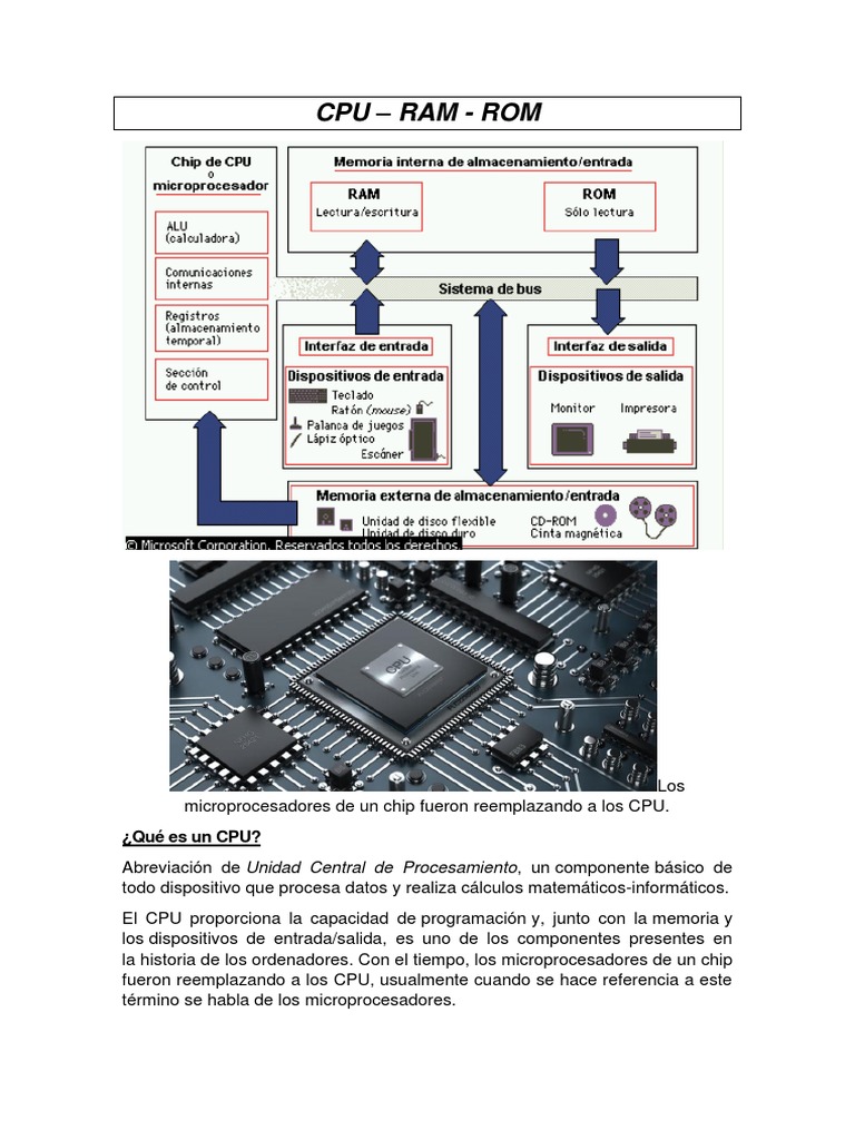 Cpu Ram Rom | PDF | Unidad Central de procesamiento | Almacenamiento de ...