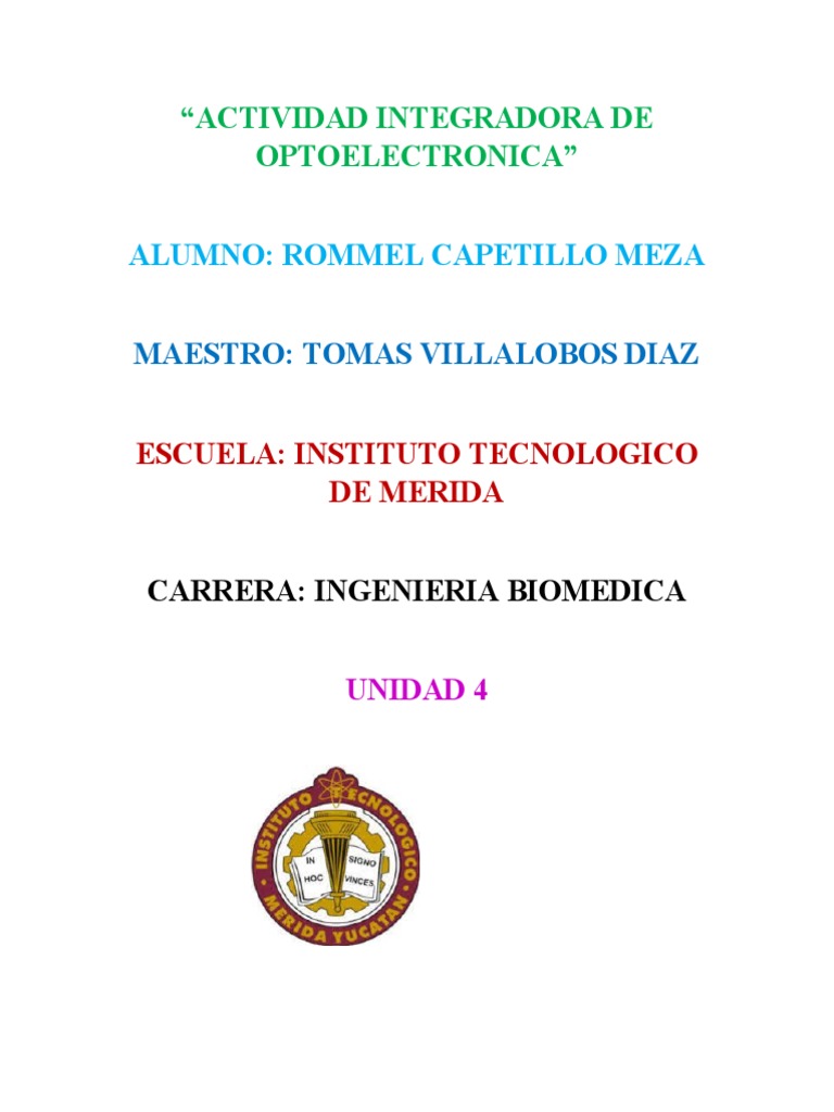 Actividad Integradora de Optoelectronica Unidad 4 | PDF | Láser ...