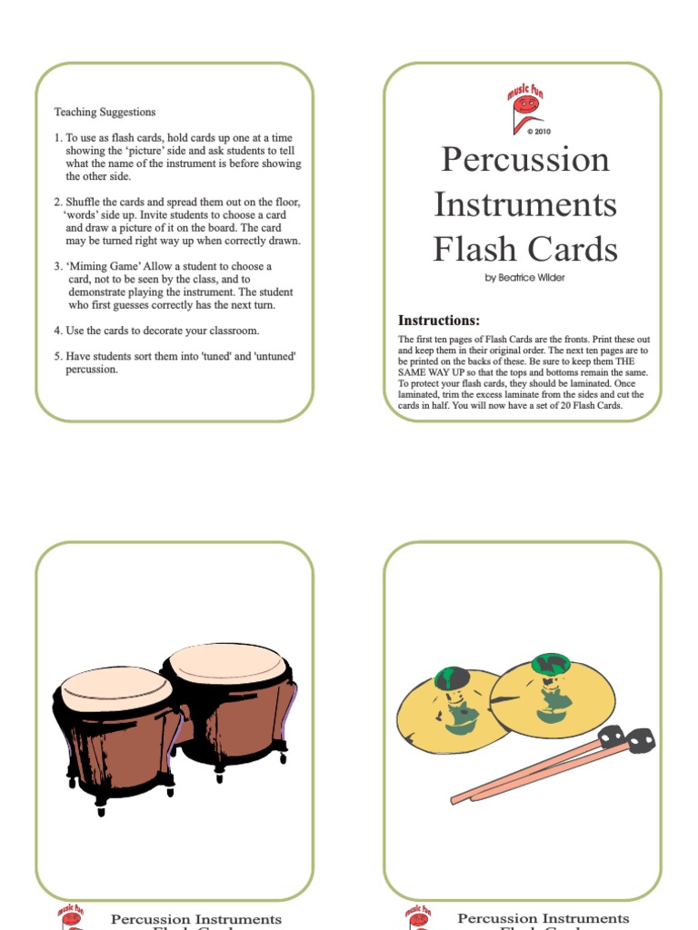 FLASHCARDS ORFF - Percussion FlashCards | PDF | Flashcard | Sound Recording