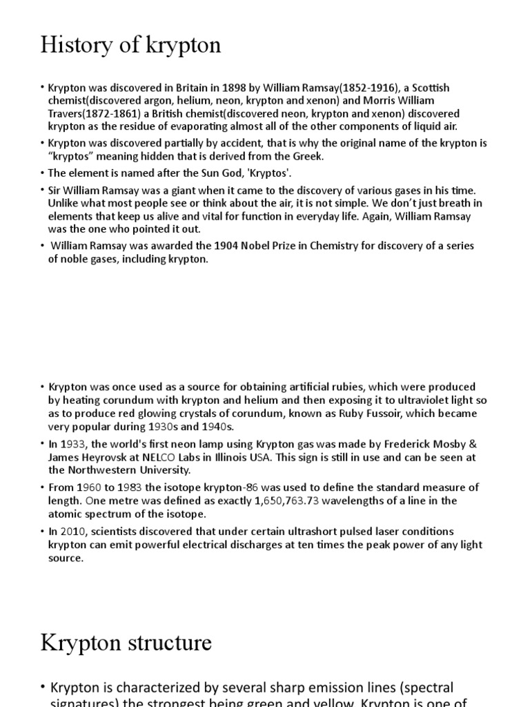 Krypton Note | PDF | Industrial Gases | Physical Chemistry