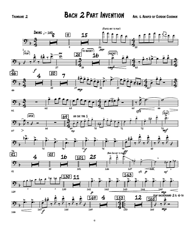 Bach Invention - Trombone 2 | PDF