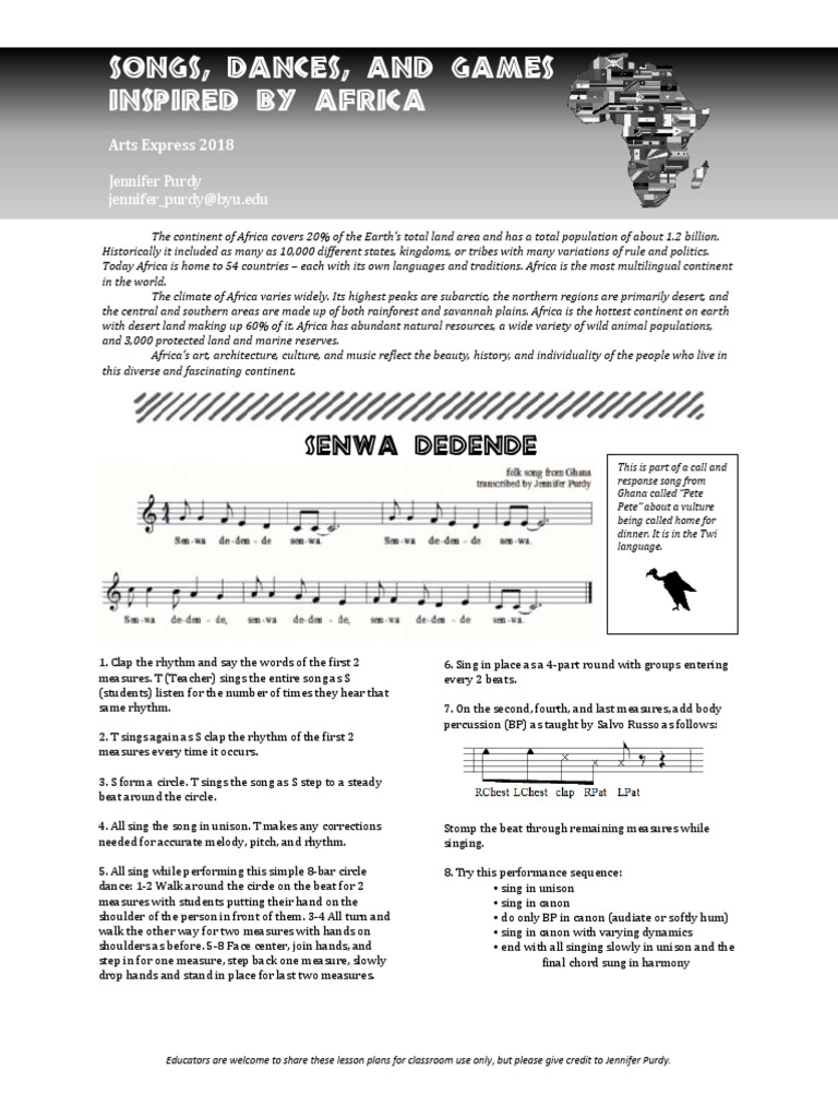 Songs Dances Games Inspired by Africa | PDF | Performing Arts | Music ...