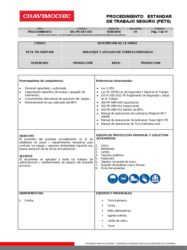 Pets Pr-Osup - 029 Arranque y Apagado de Torres Luminarias | PDF ...