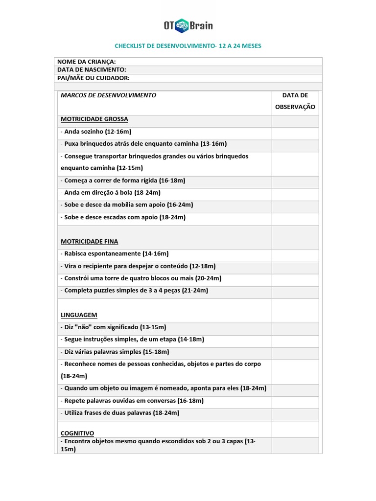 Checklist - de - Desenvolvimento - 12 Aos 24 Meses | PDF | Brinquedos
