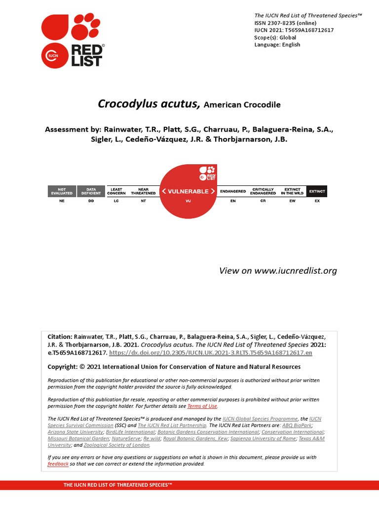 Crocodylus Acutus, American Crocodile | PDF | Conservation Biology ...
