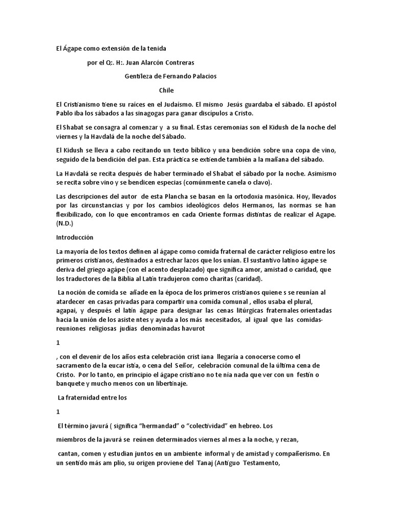 El Ágape como extensión de la tenida | PDF | Ecuador | Masonería