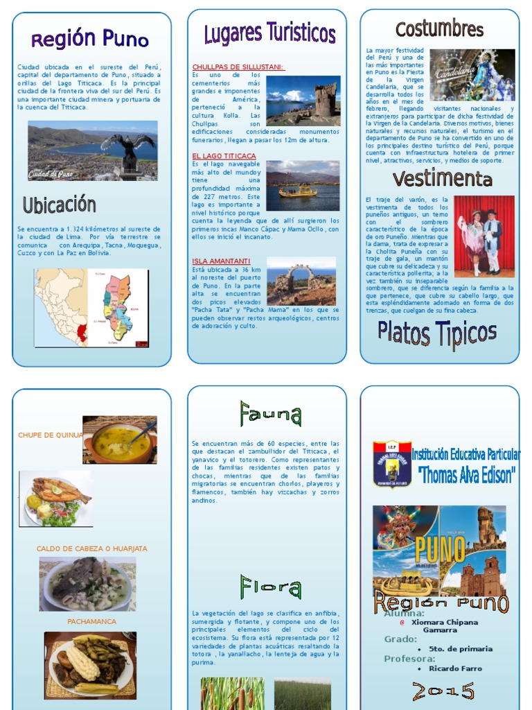 Triptico de La Region Puno Peru | PDF