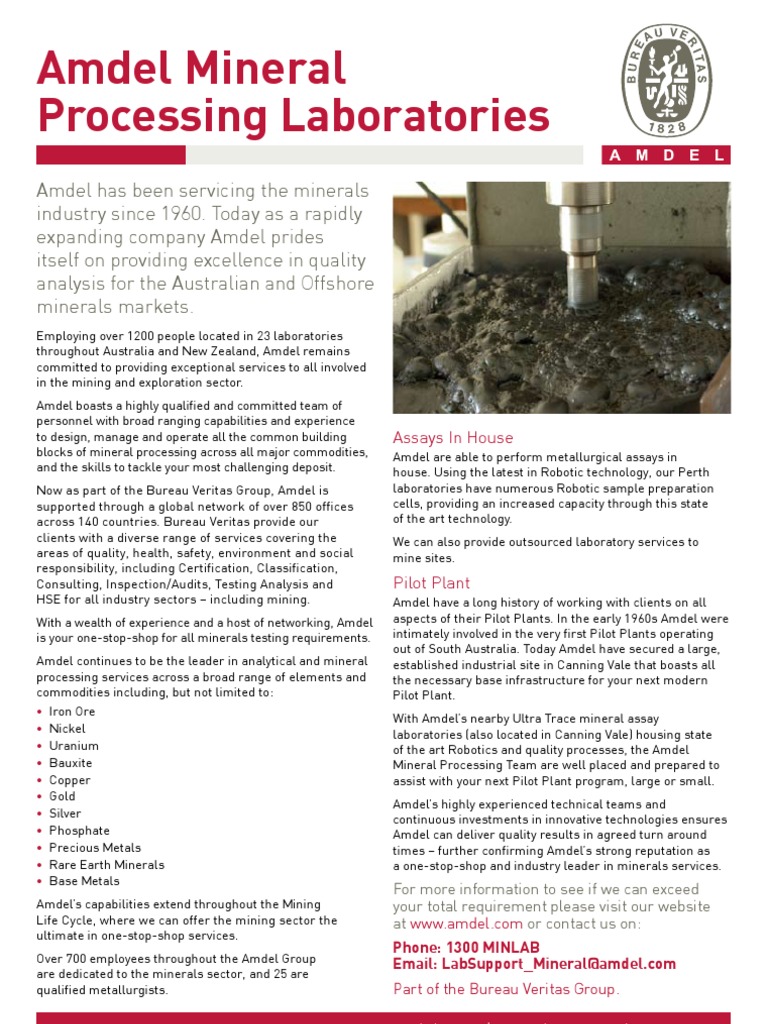 Amdel - Mineral Processing Laboratories Brochure | Download Free PDF ...