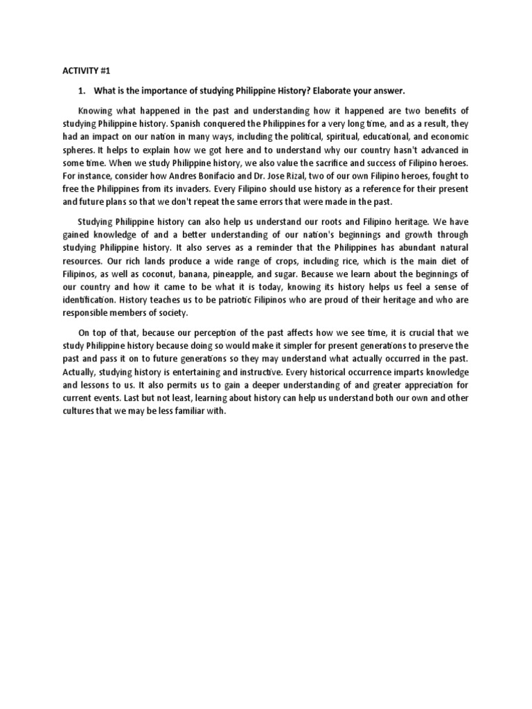 Riph - Activity 1 - Importance of PH History | PDF | Religion & Spirituality