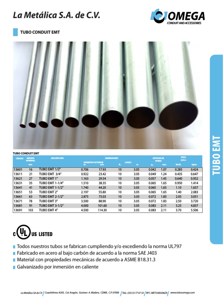 Tubo Conduit Omega | PDF | Rieles
