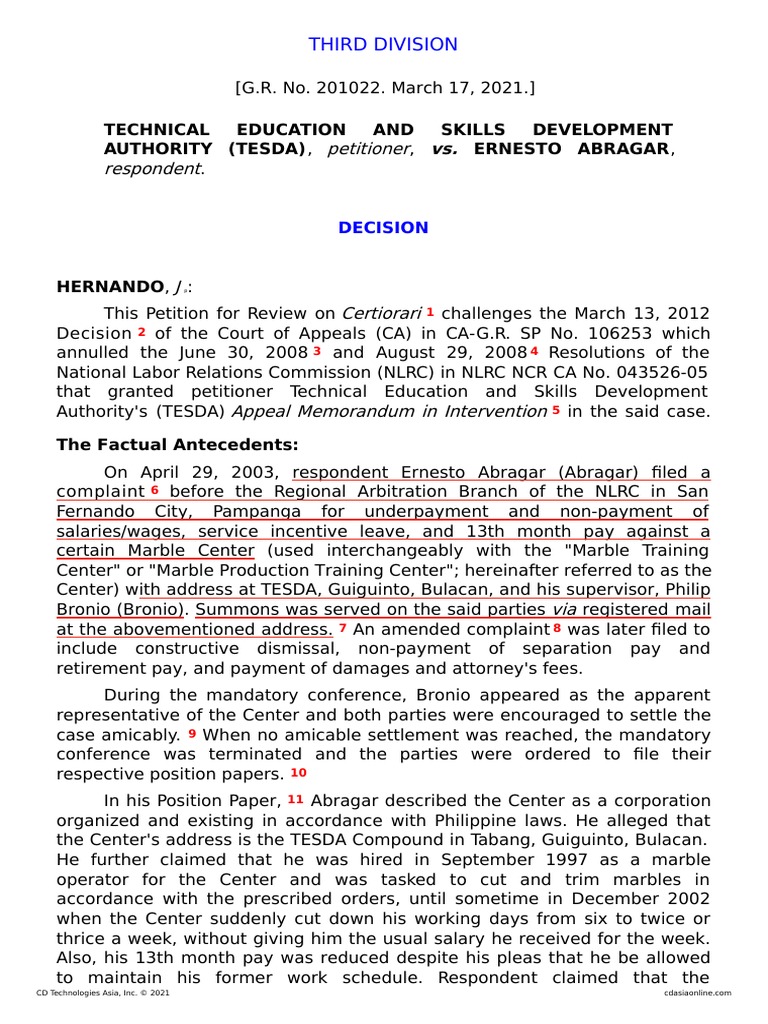 TESDA V Abragari | PDF | Lawsuit | Judgment (Law)