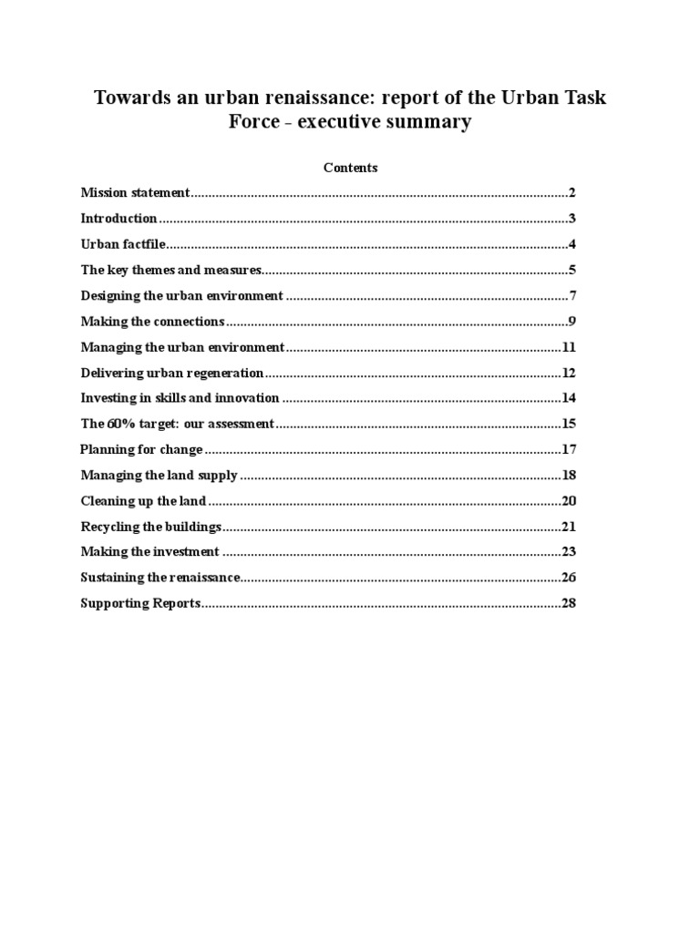 Towards An Urban Renaissance: Report of The Urban Task Force ...
