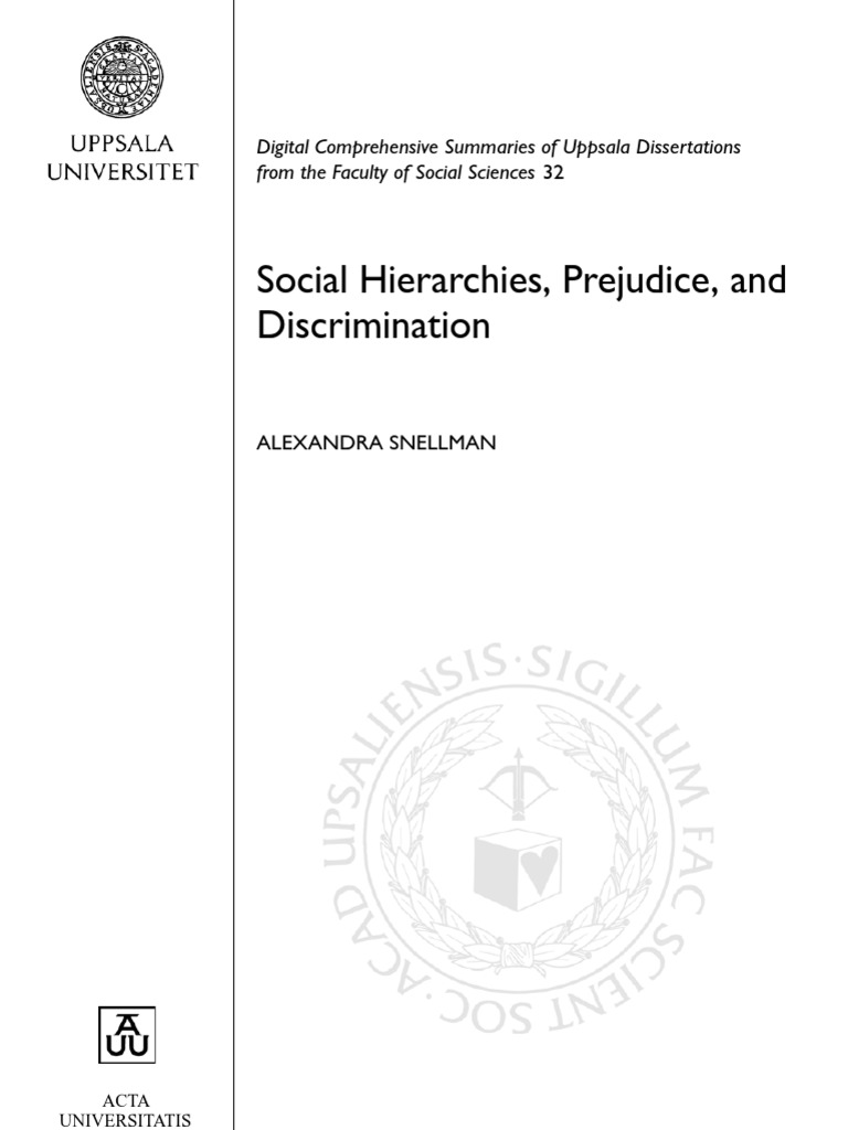 Social Hierarchies, Prejudice and Discrimination | PDF | Prejudices | Stereotypes