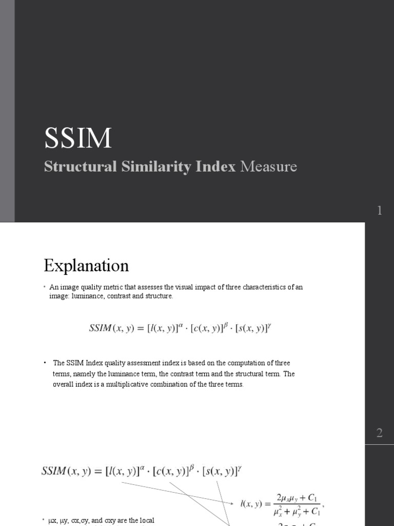 Understanding Structural Similarity Index | PDF | Applied Mathematics ...