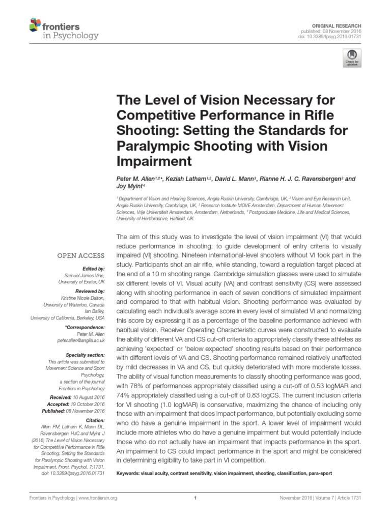 The Level of Vision Necessary For Competitive Performance in Rifle ...