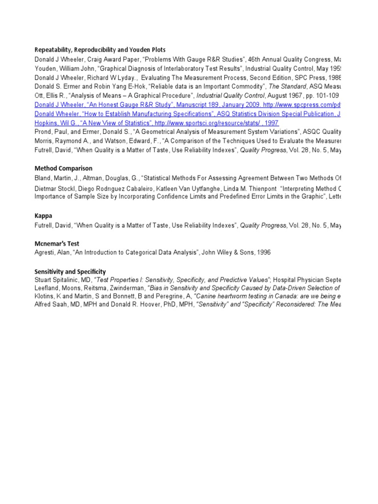 MSA Tools | PDF | Sensitivity And Specificity | Statistics