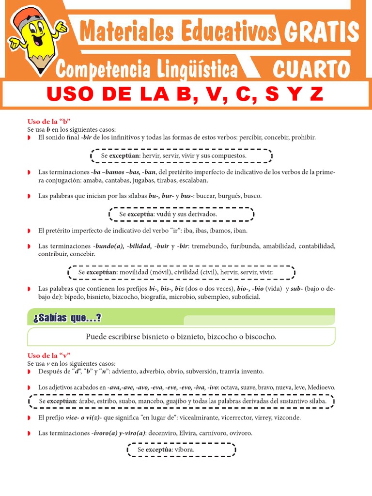 Uso de La B, V, C, S Y Z: ¿Sabías Que... ? | PDF | Lingüística | Gramática