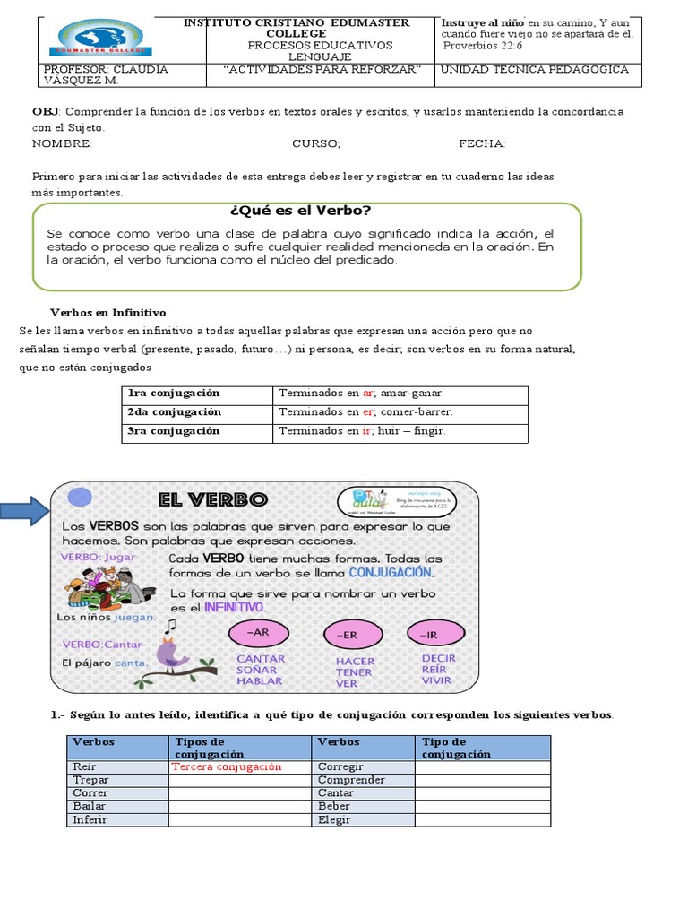 Guía de Conjugación de Verbos para Niños | PDF | Verbo | Conjugación ...