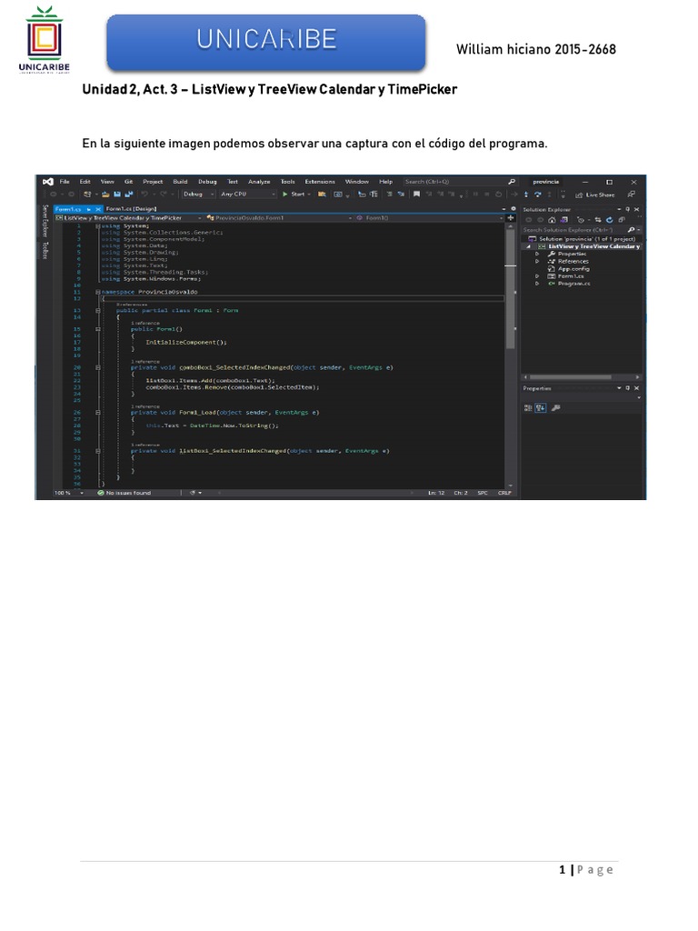 Hiciano William ListView y TreeView Calendar y TimePicker. | PDF ... Hiciano William ListView y TreeView Calendar y TimePicker. | PDF ...