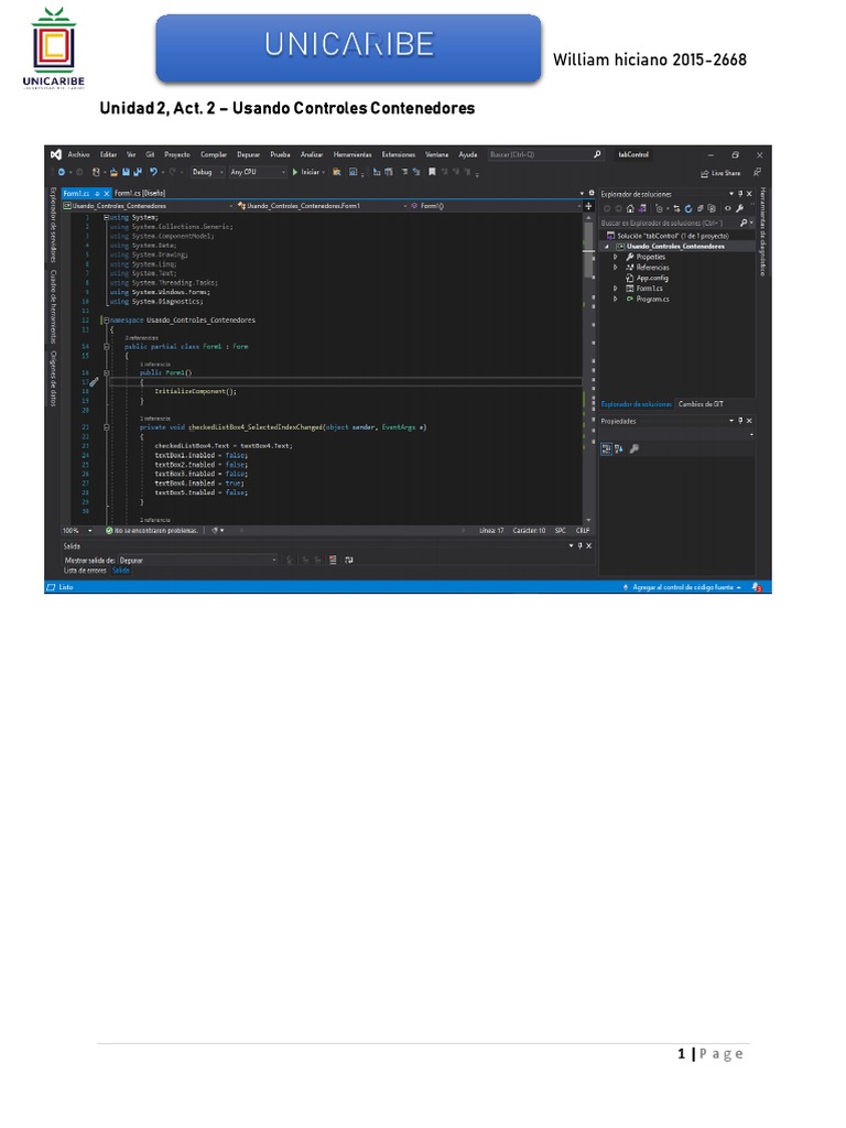 Hiciano William Usando Controles Contenedores. | PDF | Software del ...