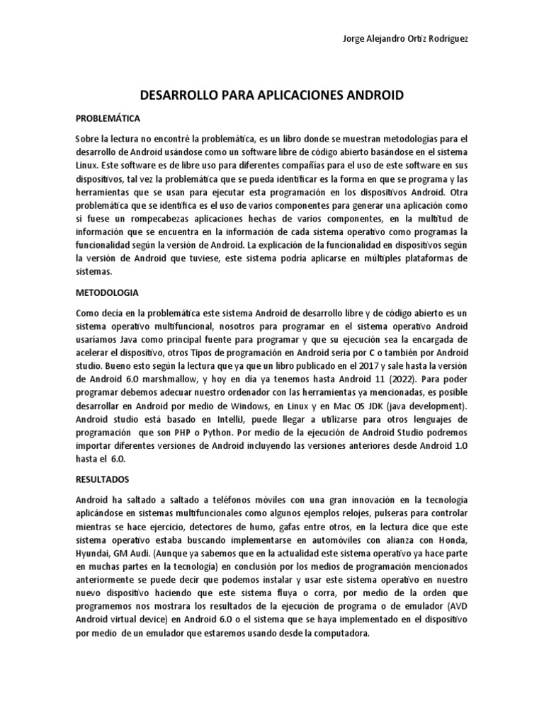 Desarrollo Aplicaciones Android | PDF | Android (sistema operativo) | Sistema operativo