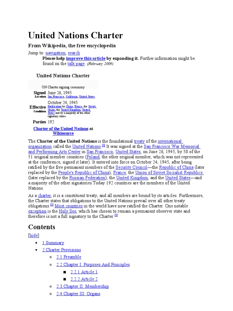 Overview of the United Nations Charter | PDF | United Nations ...