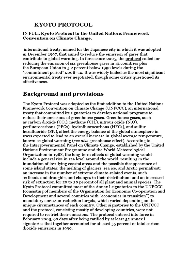 Kyoto Protocol | PDF | Kyoto Protocol | United Nations Framework ...