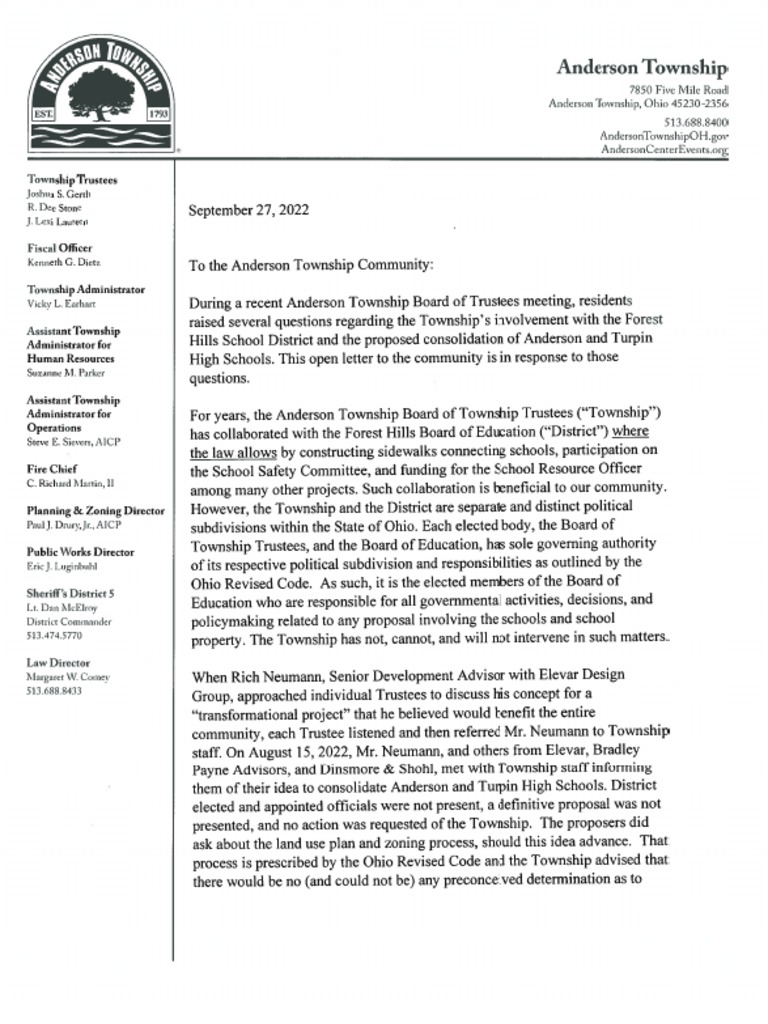 Letter To The Community | PDF