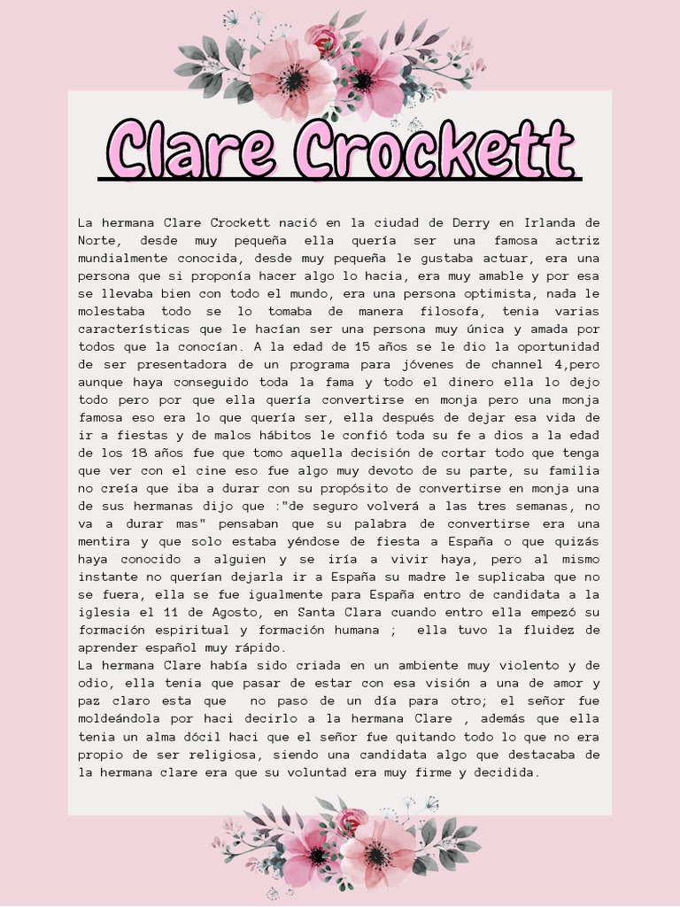 La Hermana Clare Crockett | PDF