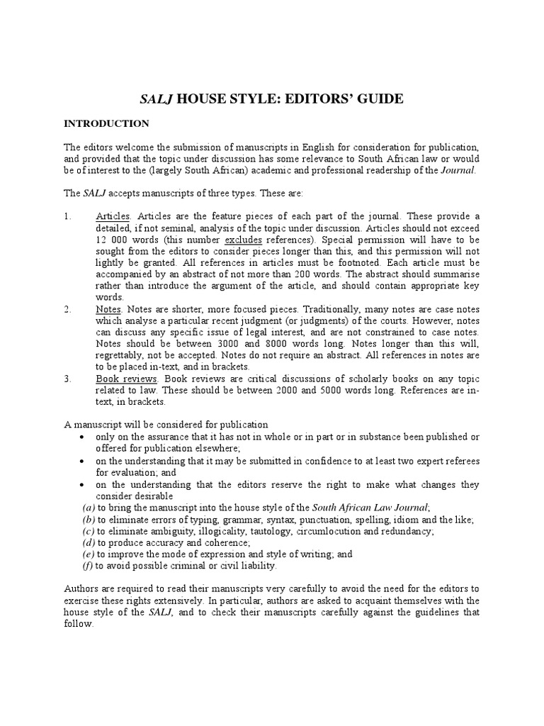 SALJ Style Guide | PDF | Ellipsis | Paragraph