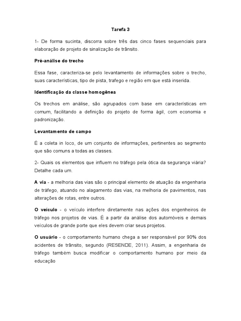 Tarefa 3 | PDF | Tráfego