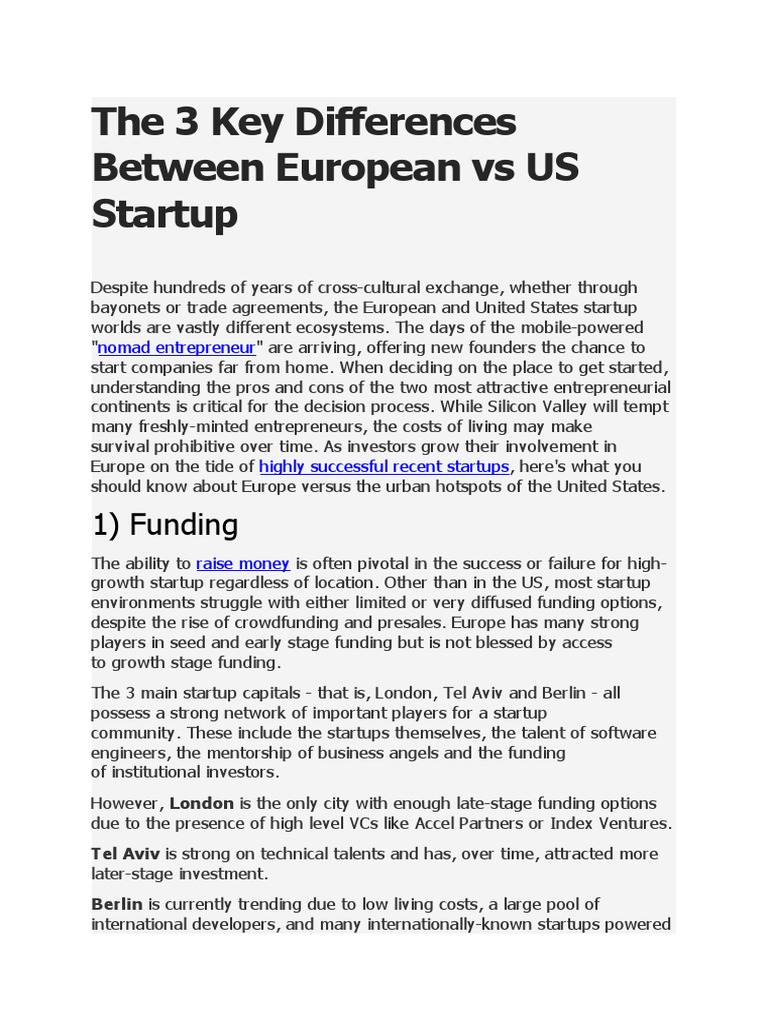 The 3 Key Differences Between European Vs US Startup | Download Free ... The 3 Key Differences Between European Vs US Startup | Download Free ...
