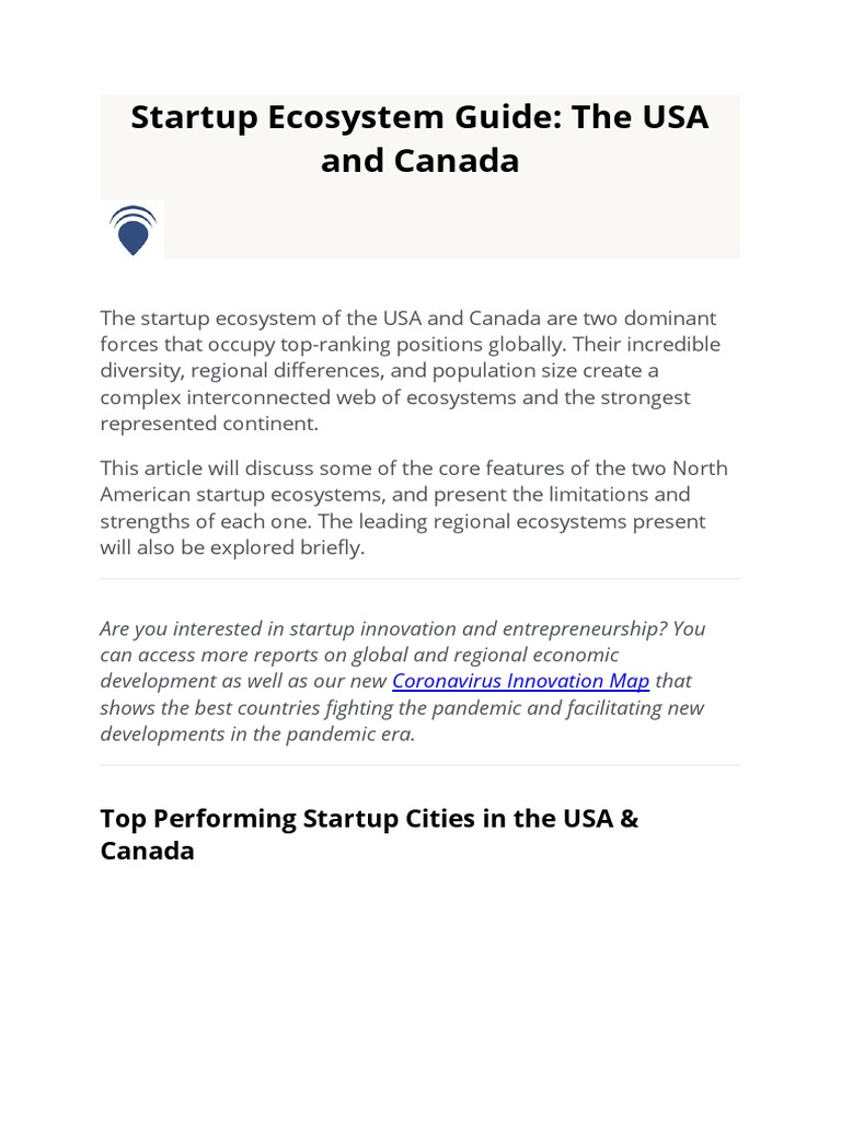 Startup Ecosystem Guide | PDF | Startup Company | Small Business & Entrepreneurs