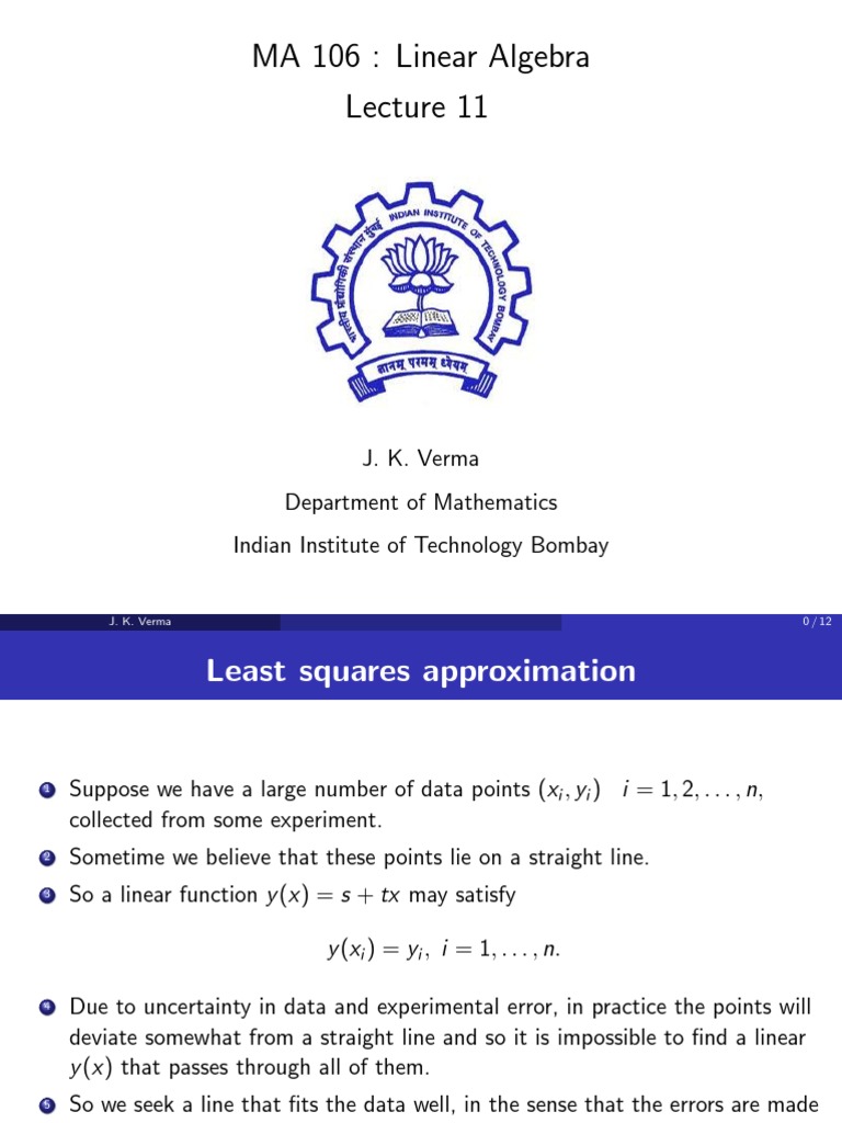 Least Squares Approximation: Fitting Data Points with Straight Lines and Polynomials | PDF ...